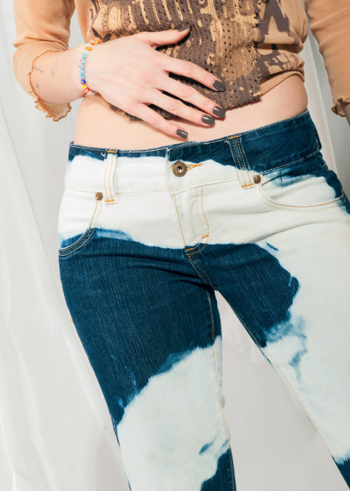 Vintage Flare Jeans Y2K Reworked Snake Painted Denim Pants Vintage Flare Jeans Y2K Reworked Snake Painted Denim Pants